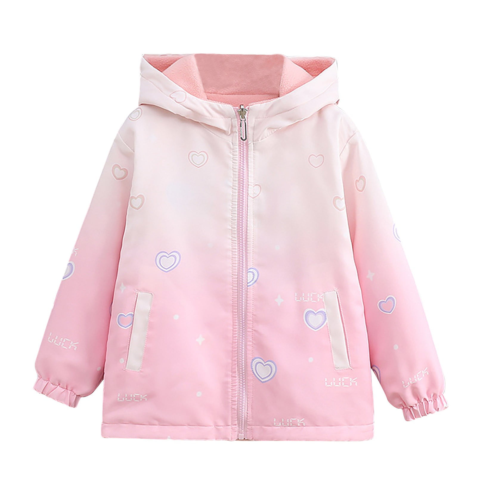 bbymog Rain Jacket Girls Winter Fleece Lined Coat with Hood Long Sleeve ...
