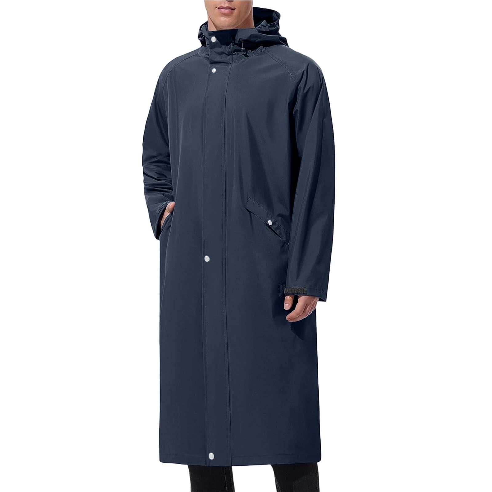 bbymog Rain Jacket Men Waterproof Lightweight Long Hood Jacket ...