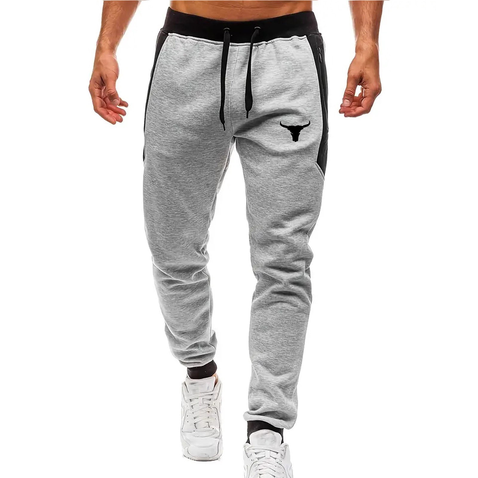 bbymog Track Pants Men Elastic Waist Drawstring Casual Sweatpants Plus ...