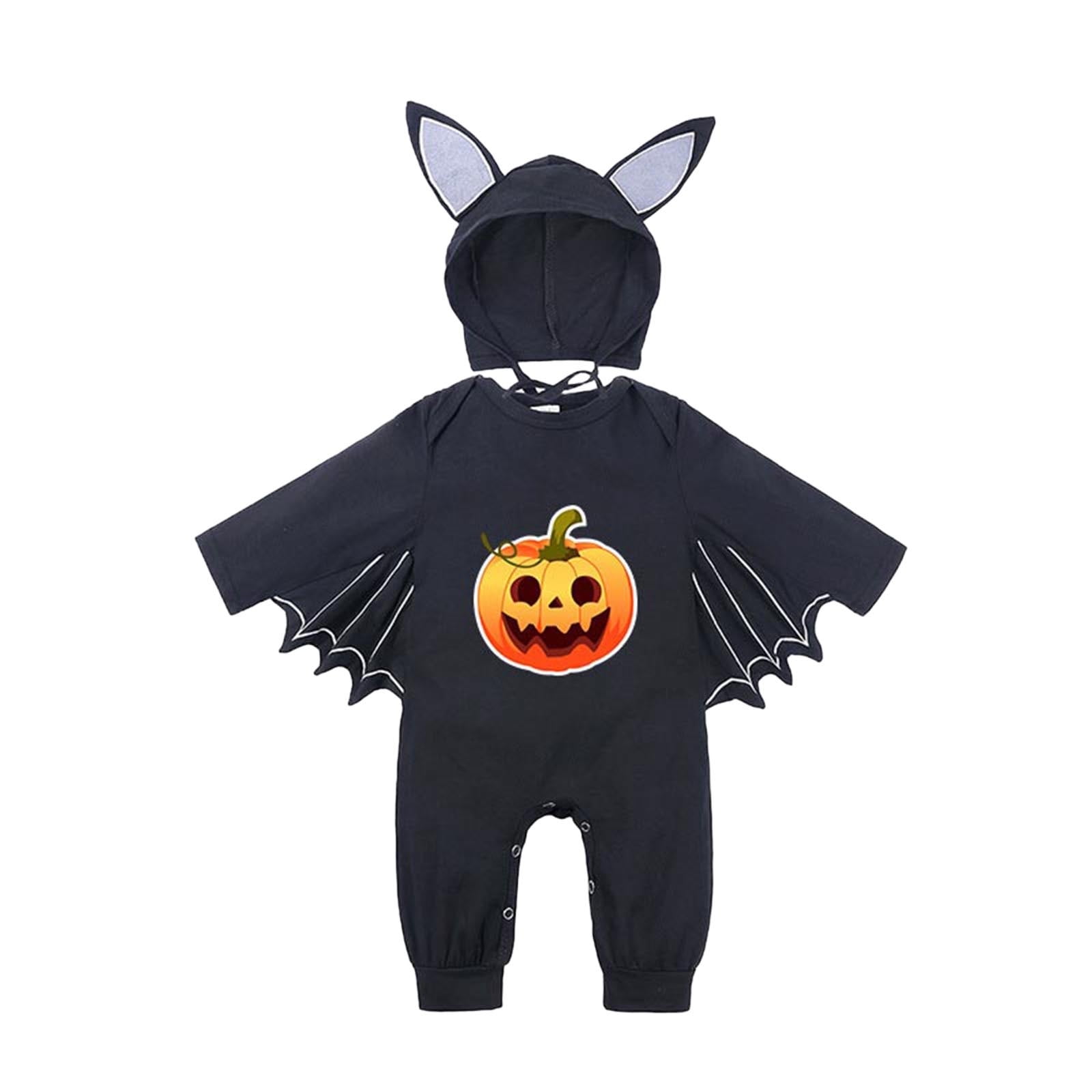 bbymog Two Piece Halloween Baby Girl Rompers Set with Hat Long Sleeve ...
