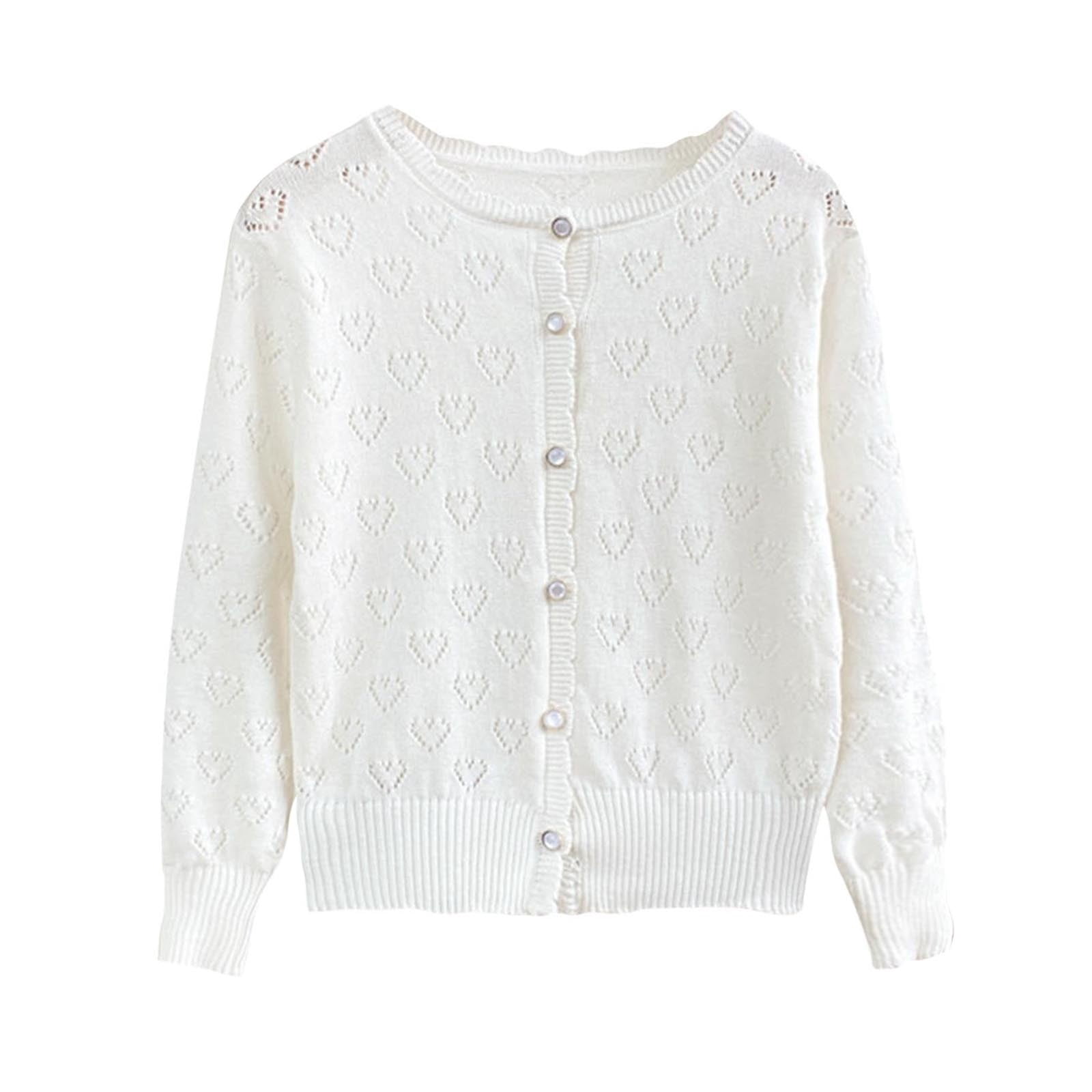 bbymog White Cardigan for Girls Long Sleeve Button-Up Knitted Cardigan Sweater Baby Clothes for ...
