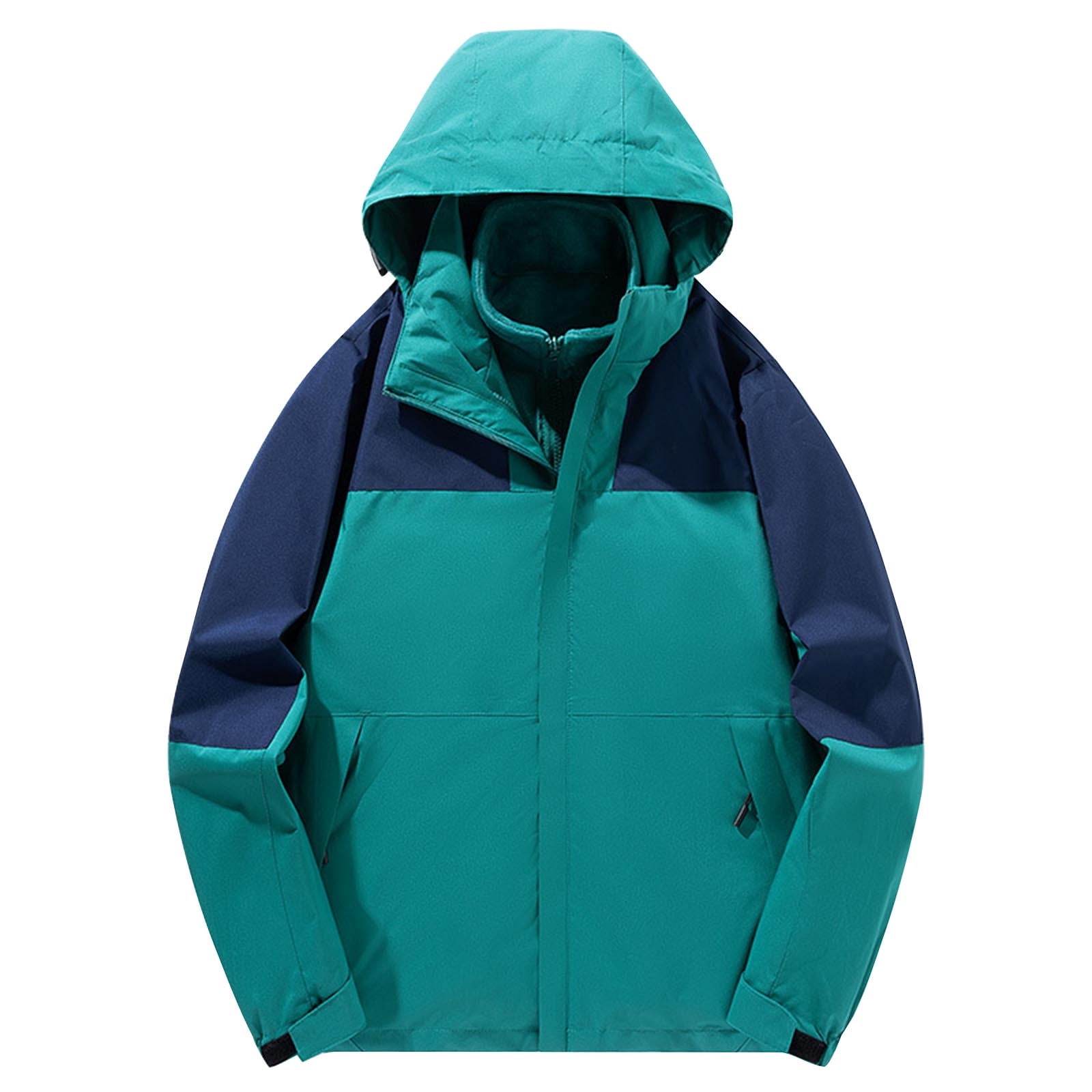 bbymog Wind Breaker Jackets Men Patchwork Long Sleeve Hooded Casual ...