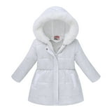 bbymog Winter Boys and Girls Long Fleece Jacket Solid Color Hooded Warm Puffer Jacket with ...