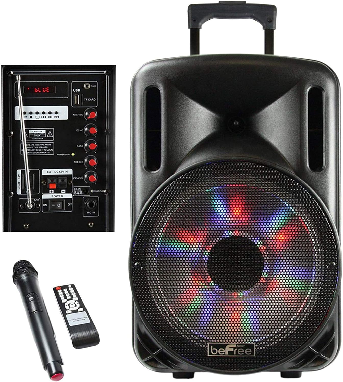 beFree Sound 12 Inch 2500 Watt Bluetooth Portable Party PA Speaker With ...