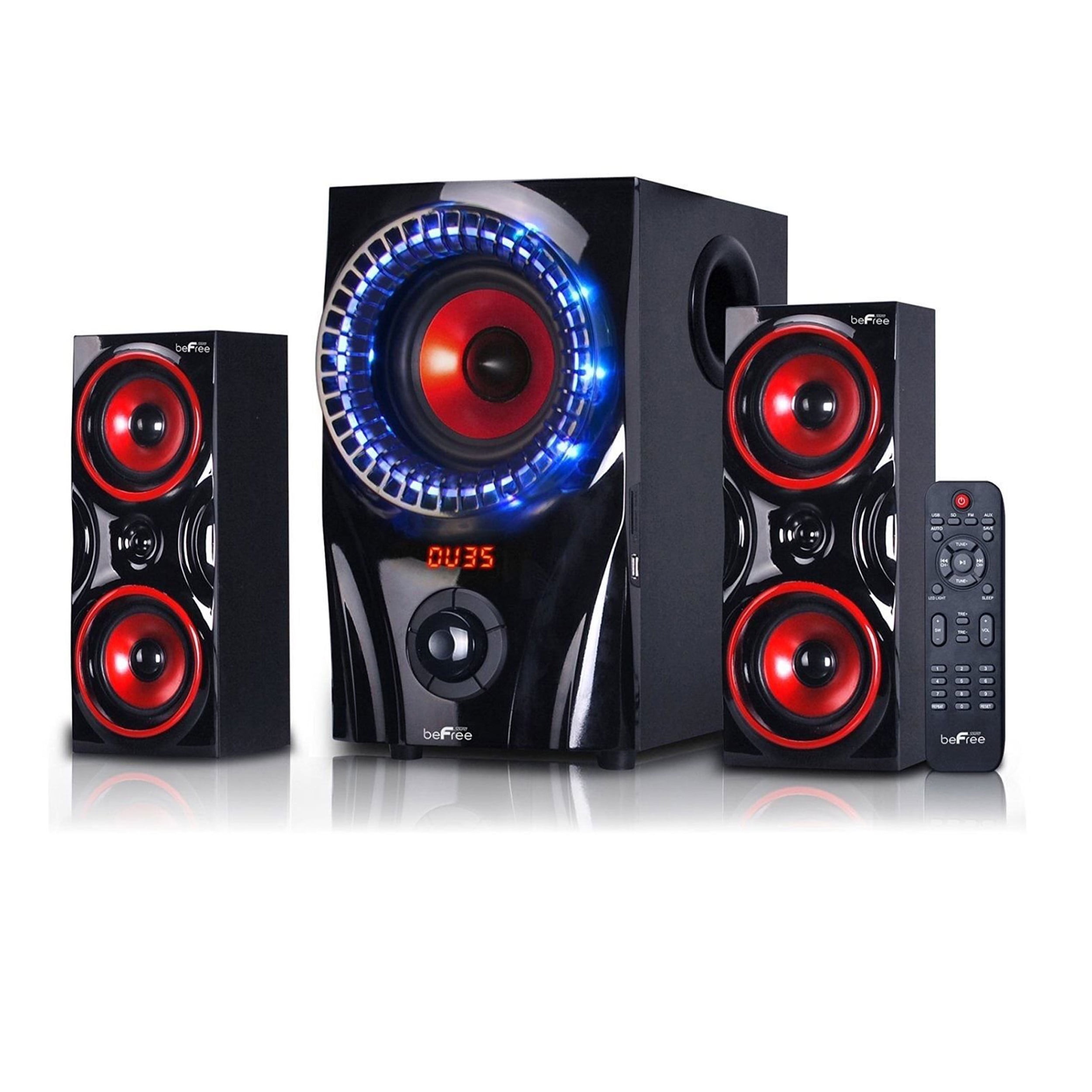 beFree Sound 2.1 Channel Bluetooth Surround Sound Speaker System in Red ...