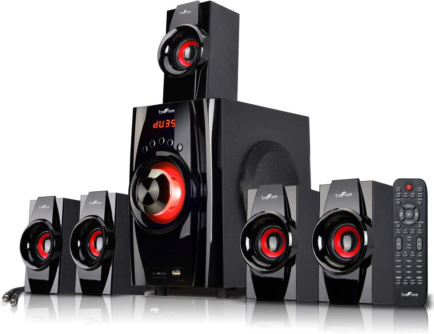 beFree Sound 5.1 Channel Surround Sound Bluetooth Speaker System in Red ...