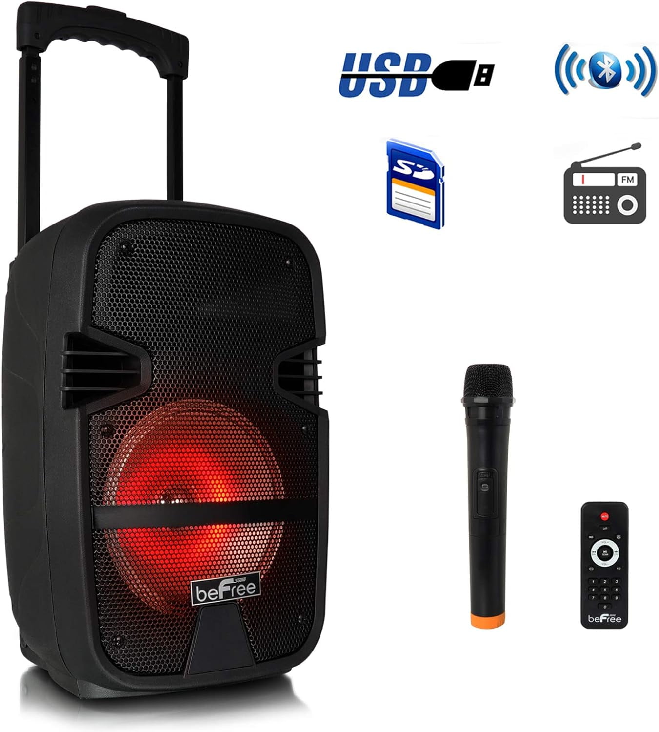 beFree Sound 8 Inch 400 Watt Bluetooth Portable Party PA Speaker System ...