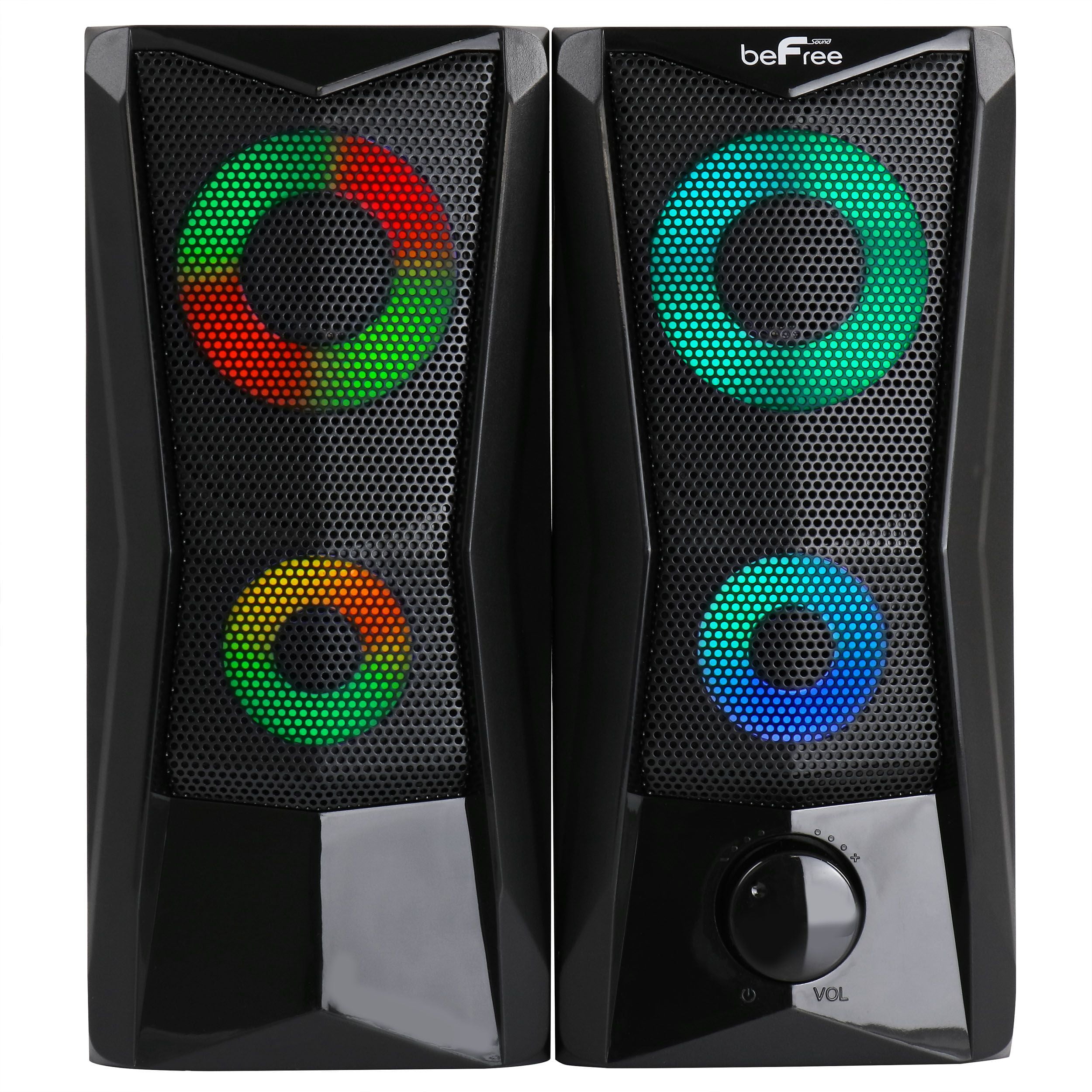 beFree Sound Computer Gaming Speakers with Color LED RGB Lights ...