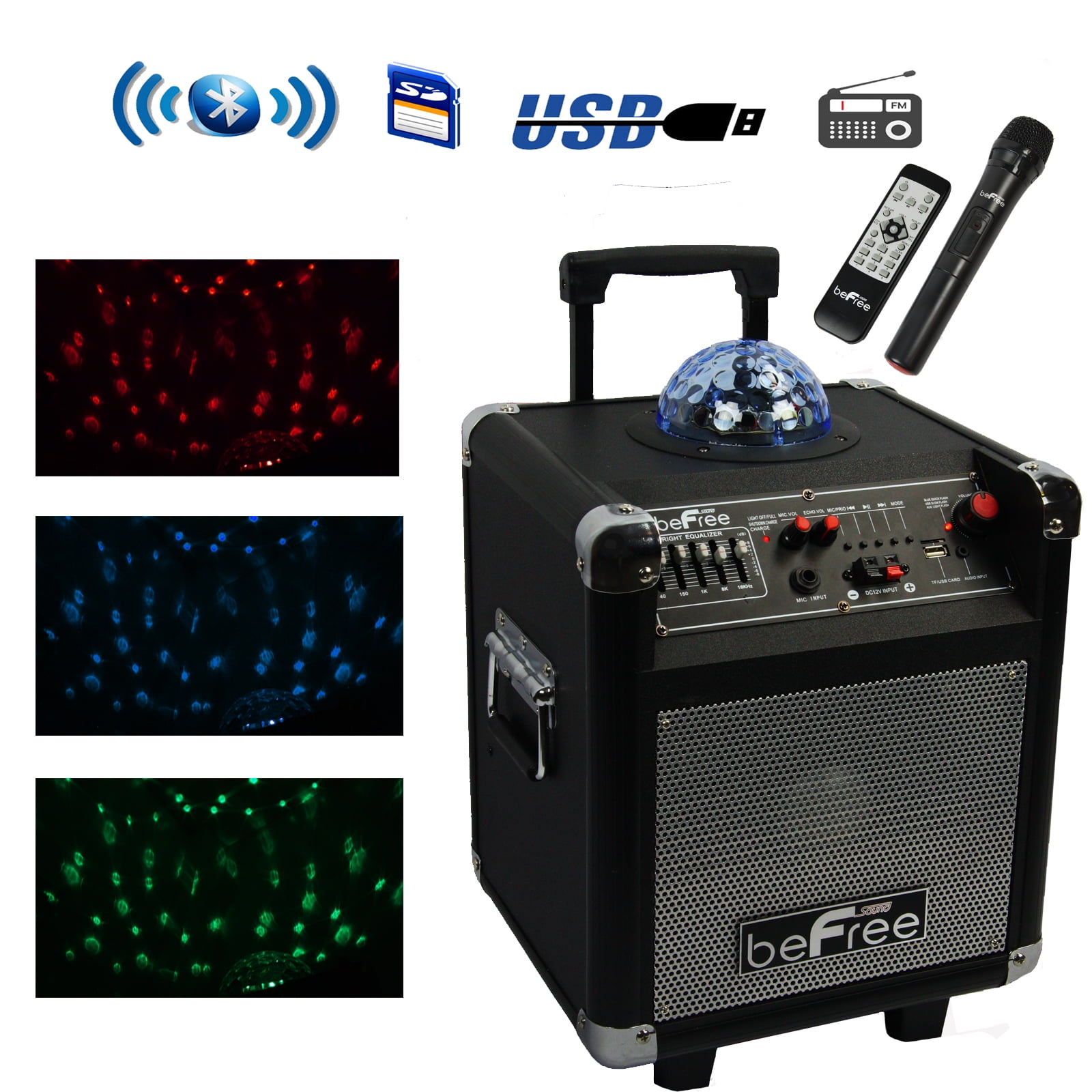 beFree Sound Projection Party Light Dome 6.5 Inch Subwoofer Bluetooth Portable Party Speaker ...