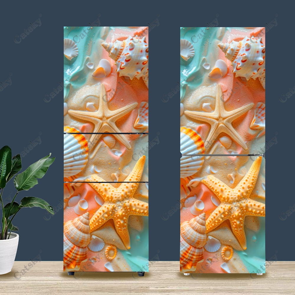 beach shells Refrigerator Sticker Home Decor Kitchen Mural DIY Wall ...