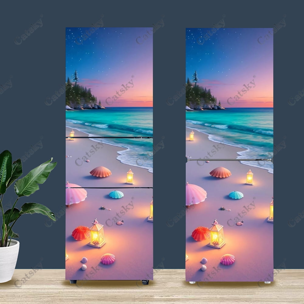 beach shells Refrigerator Sticker Home r Kitchen Mural DIY Wall Sticker ...