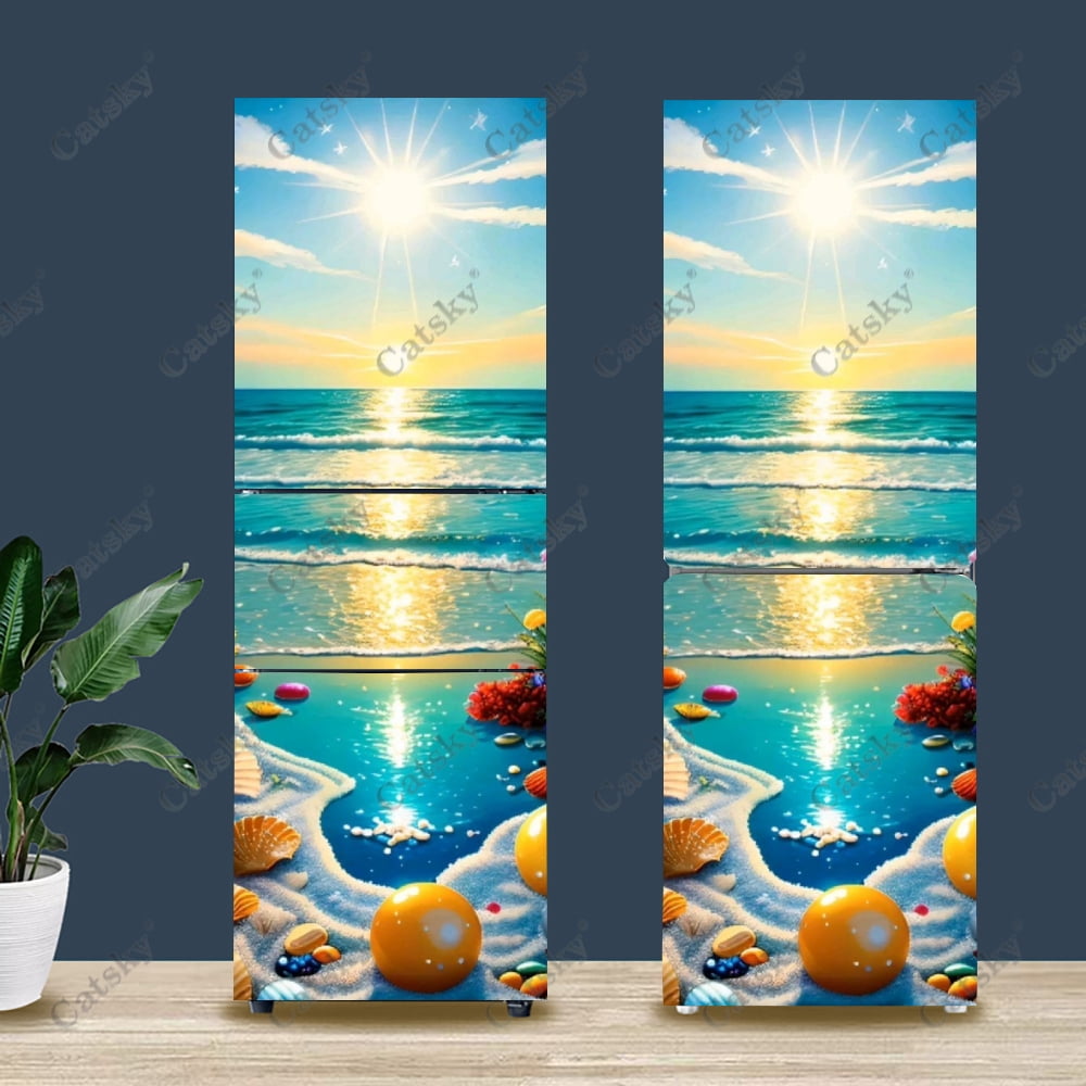 beach shells Refrigerator Sticker Home r Kitchen Mural DIY Wall Sticker ...