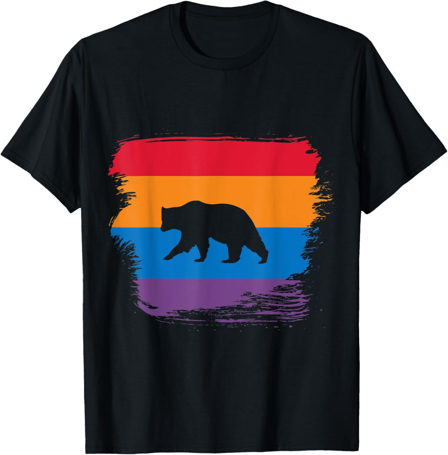 bear Shadow silhouette with colorful Flag T-Shirt men and women can ...