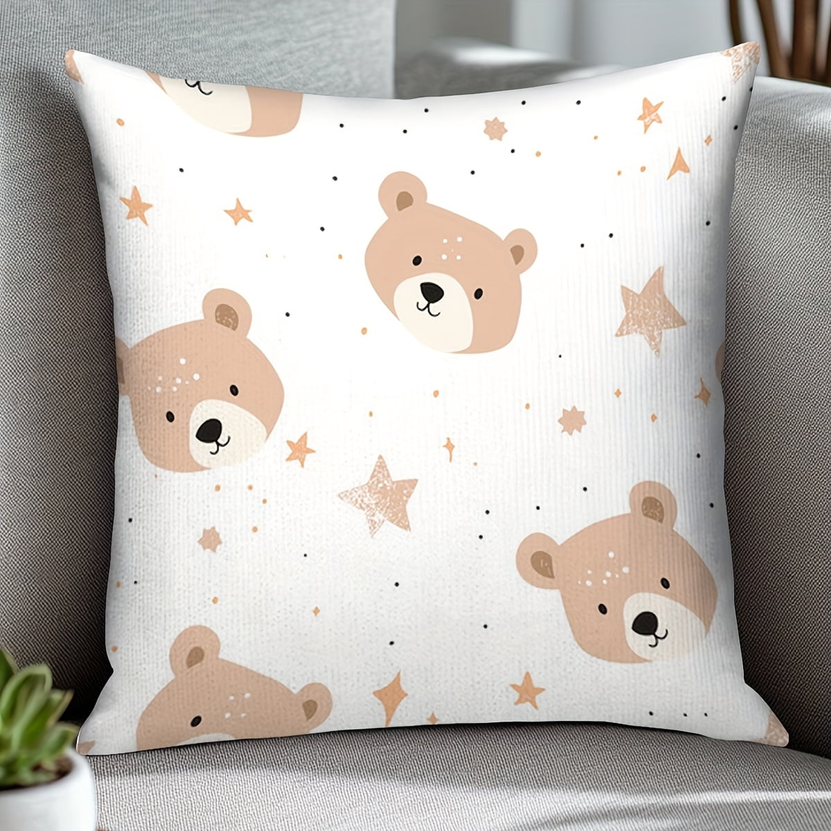 A bear-themed pillowcase made of softness and featuring a cute cartoon ...