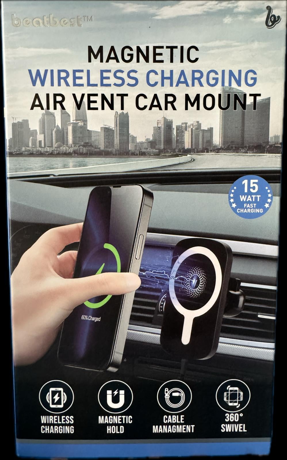 beatbest MAGNETIC WIRLESS CHARGING AIR VENT CAR MOUNT 15 WATT FAST ...