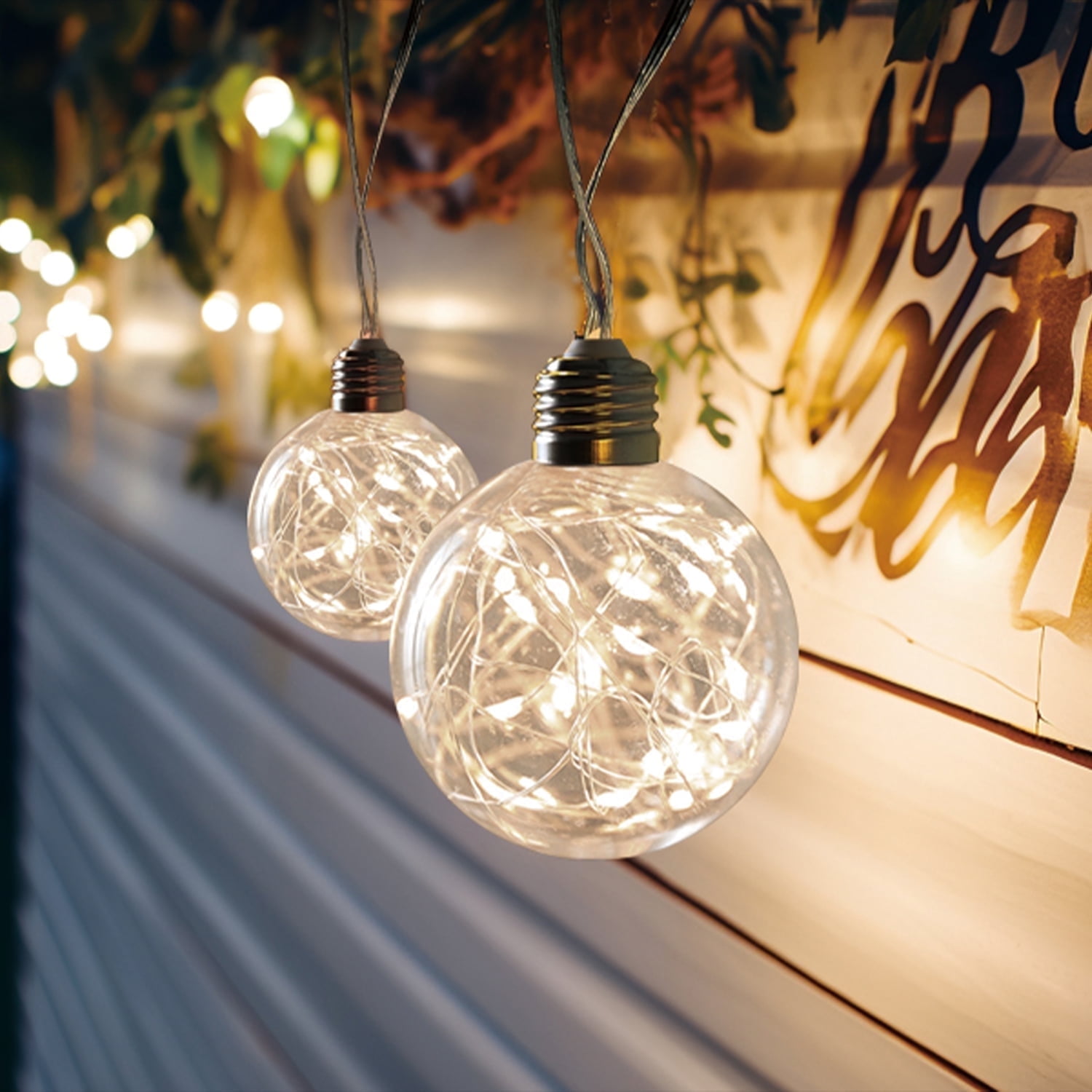 beatineon Outdoor String Lights G100 Globe 10.3FT 9 Bulbs Warm White ...