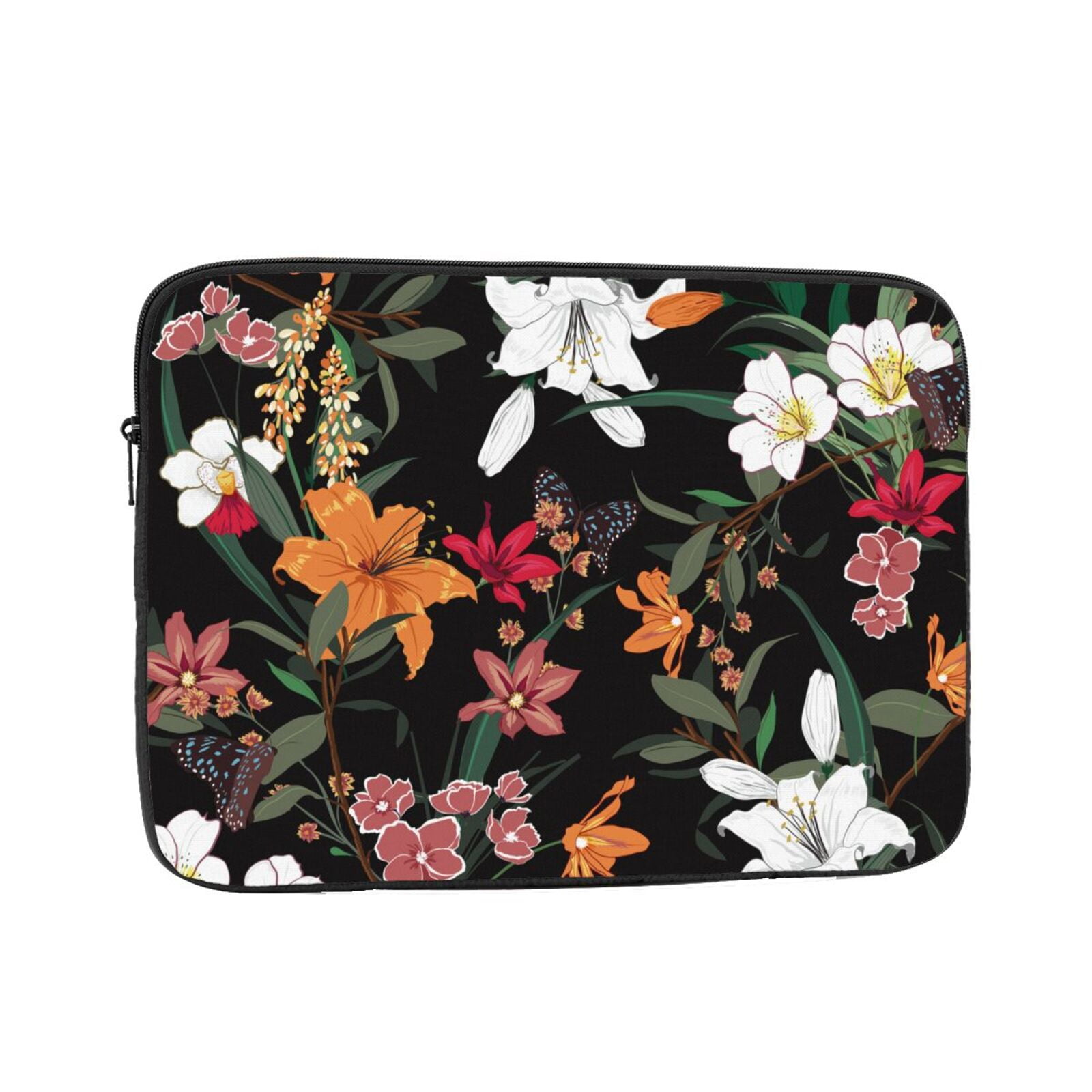 beautiful blooming flower black 15 inch Portable Laptop Sleeve ...