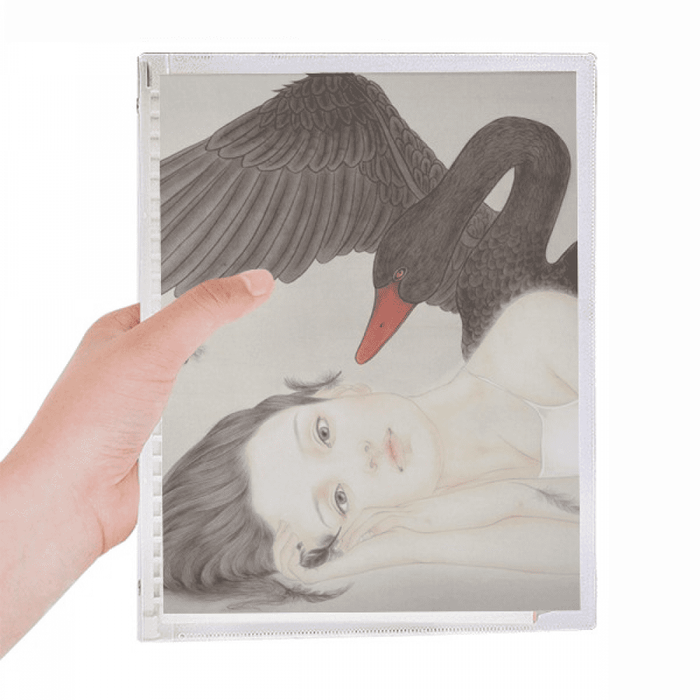 beauty black swan chinese style watercolor notebook loose diary ...