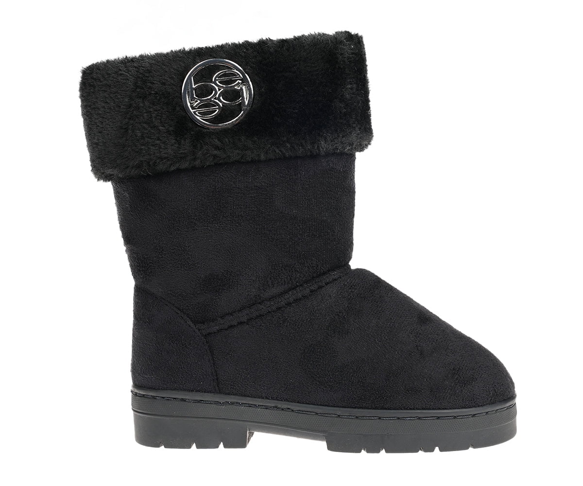 bebe Faux Fur Trendy Winter Boots for Big Girls, Black (Size 4 ...