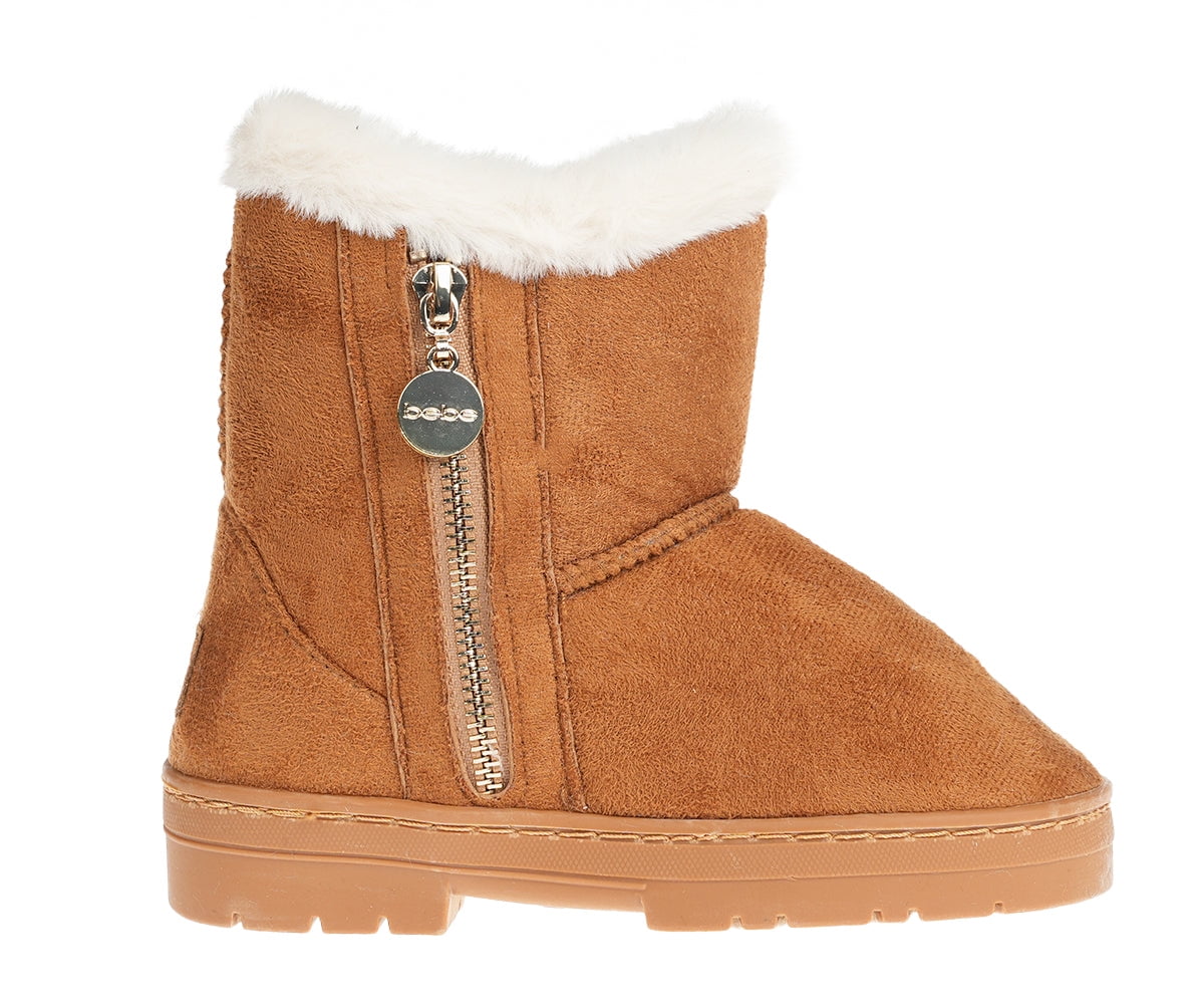bebe Faux Fur Trendy Winter Boots for Big Girls, Cognac (Size 4 ...