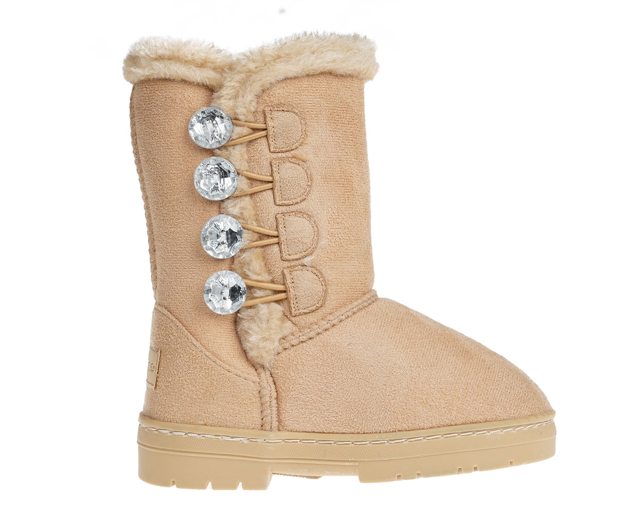 bebe Faux Fur Trendy Winter Boots for Little Girls, Size 1 - Walmart.com