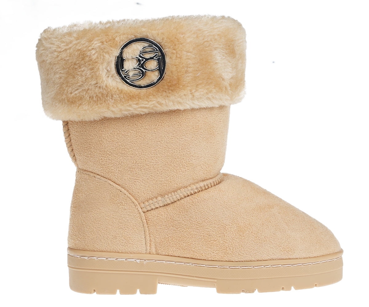 bebe Faux Fur Trendy Winter Boots for Little Girls, Size 2 - Walmart.com