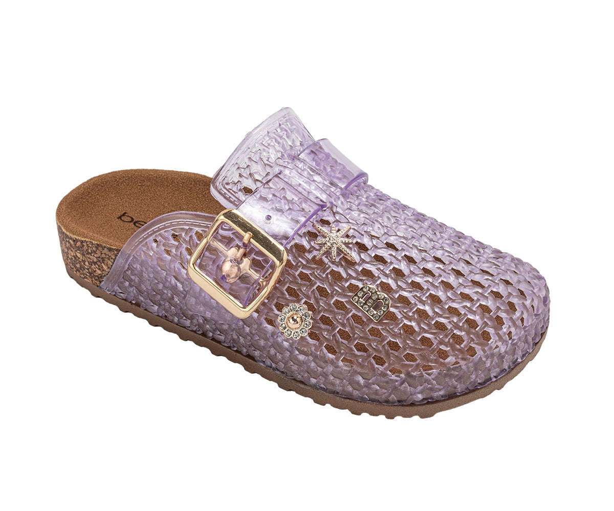 bebe Girl's Footbed Jelly Clogs - Easy Slip-On Design with Buckle and ...