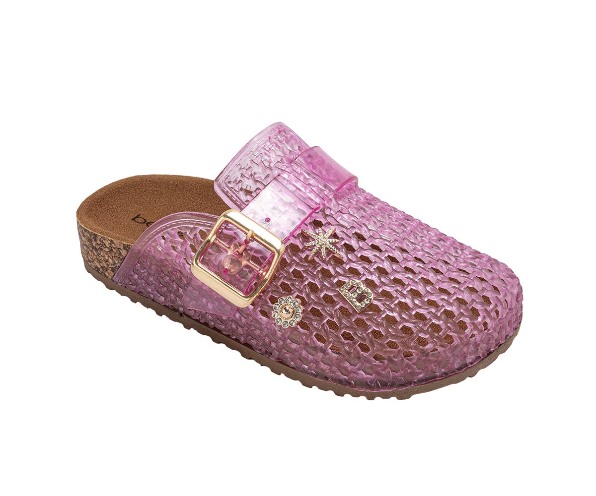 bebe Girl's Footbed Jelly Clogs - Easy Slip-On Design with Buckle and ...