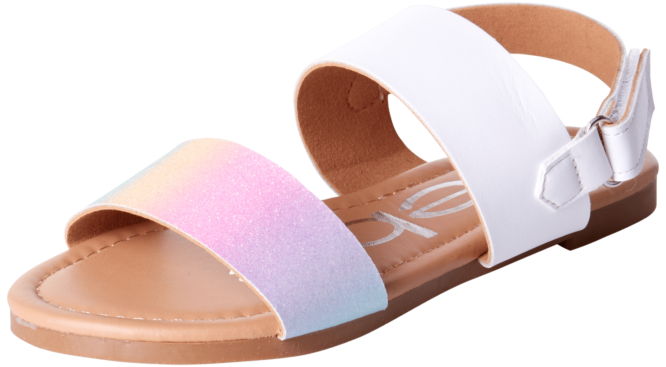 bebe Girls’ Sandal – Two Strapped Patent Leatherette Glitter Sandals ...