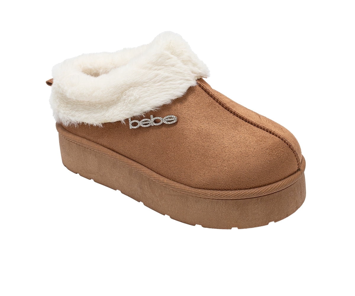 bebe Women's Platform Ankle Boots – Cozy Faux Fur Lined Slip-On Booties ...