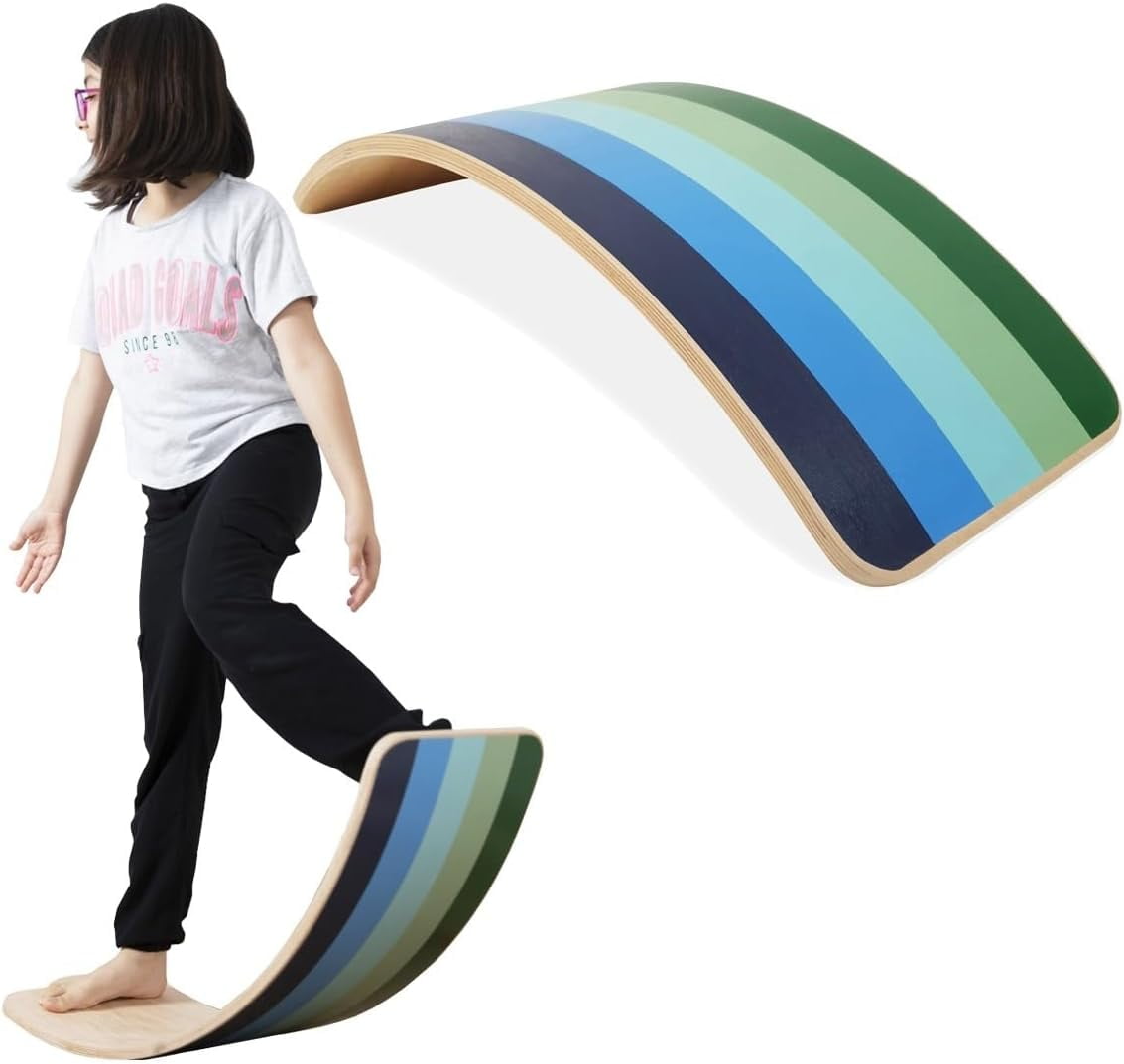 bee smart Wooden Balance Board- Wobble Board for Kids, Natural Toddler ...
