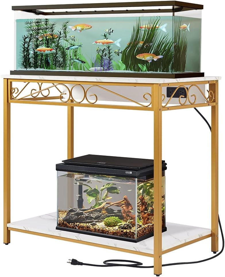 beeNbkks 40 Gallon Aquarium Stand, Fish Tank Stand with Power Outlets ...