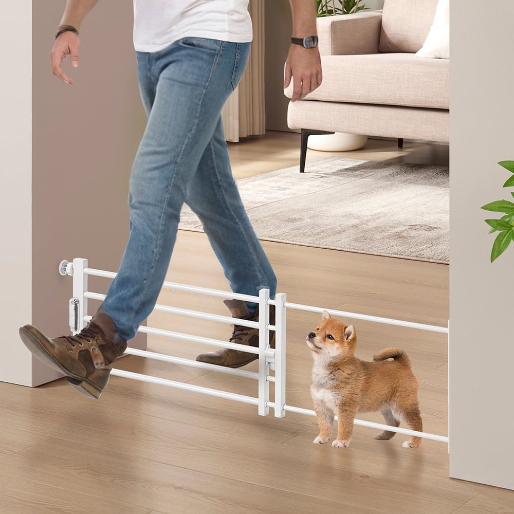 beeNbkks Expandable Step Over Dog Gate with LED Night Light, Metal Pet ...