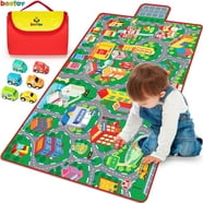 SYNCFUN 2 Pack Kids Car Rug Playmat Set, Jumbo City Street Map for ...
