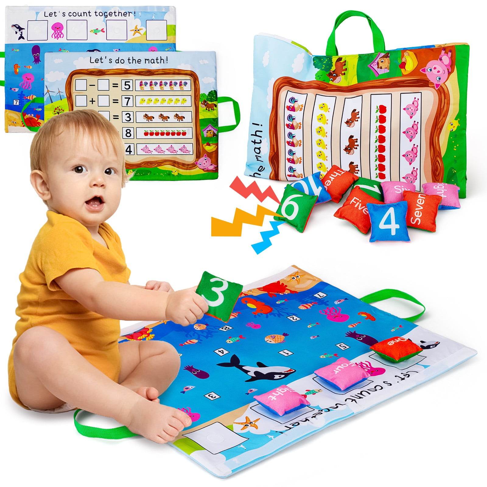 beetoy Sensory Bean Bags for Number Matching Game, 10 Beanbags ...