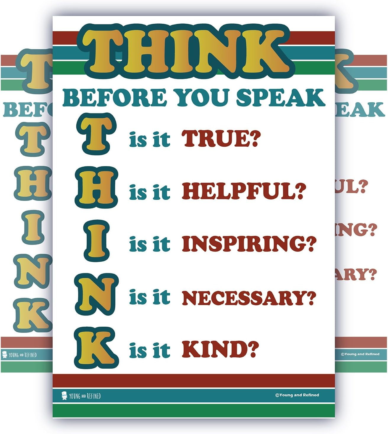 before you speak LAMINATED motivational chart CLEAR white classrooms ...