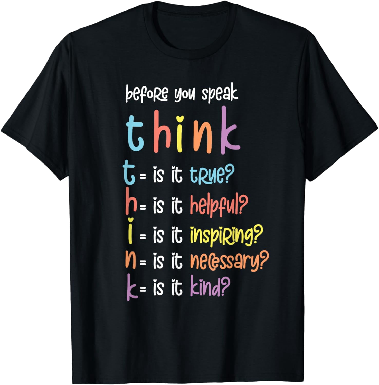 before you speak think inspirational quote motivation saying T-Shirt ...