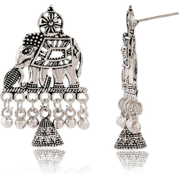 being angeloWomen's Traditional Stud OXidised Silver Earrings Dangle ...