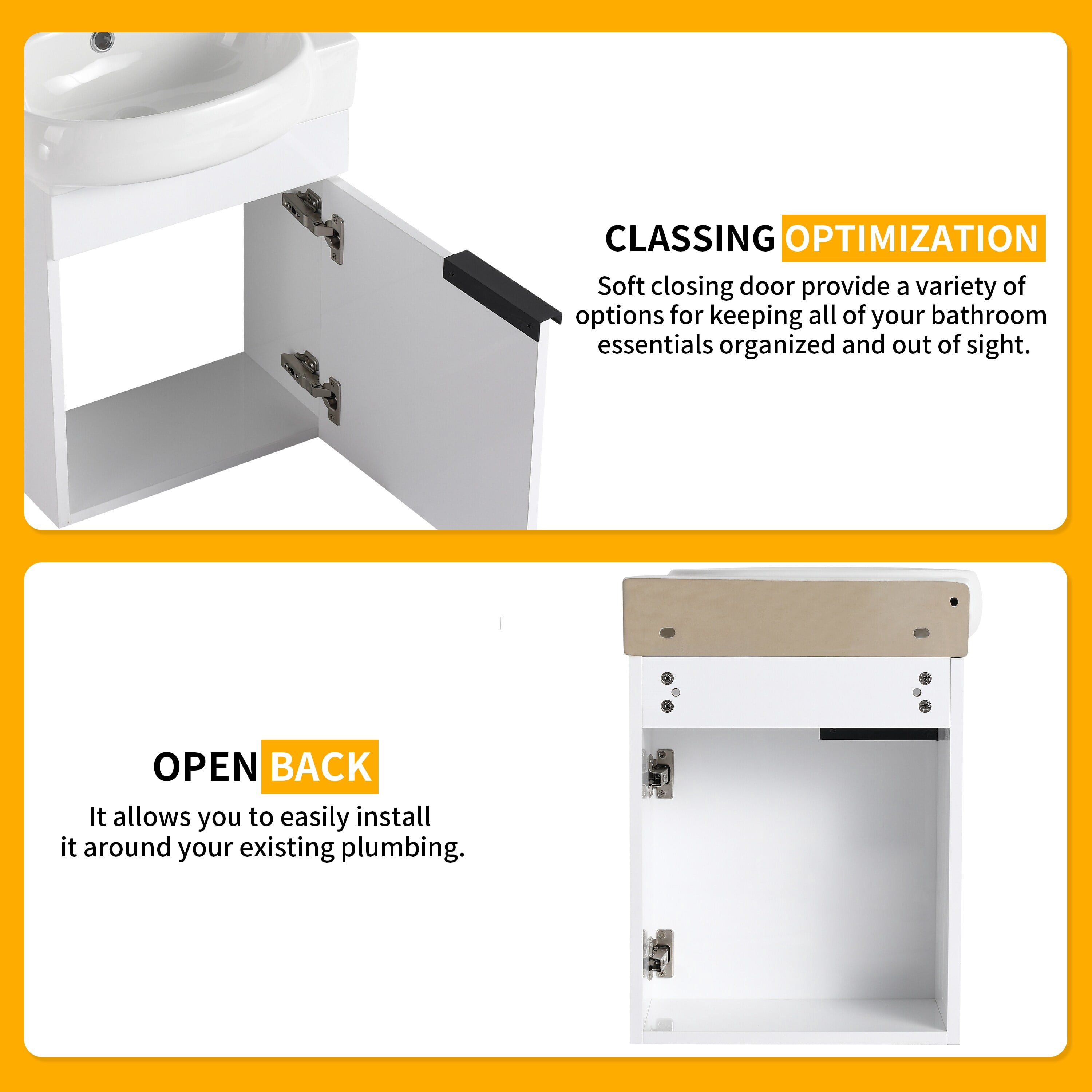 beingnext 16"/18" Mini Bathroom Vanity with Sink for Small Bathroom ...