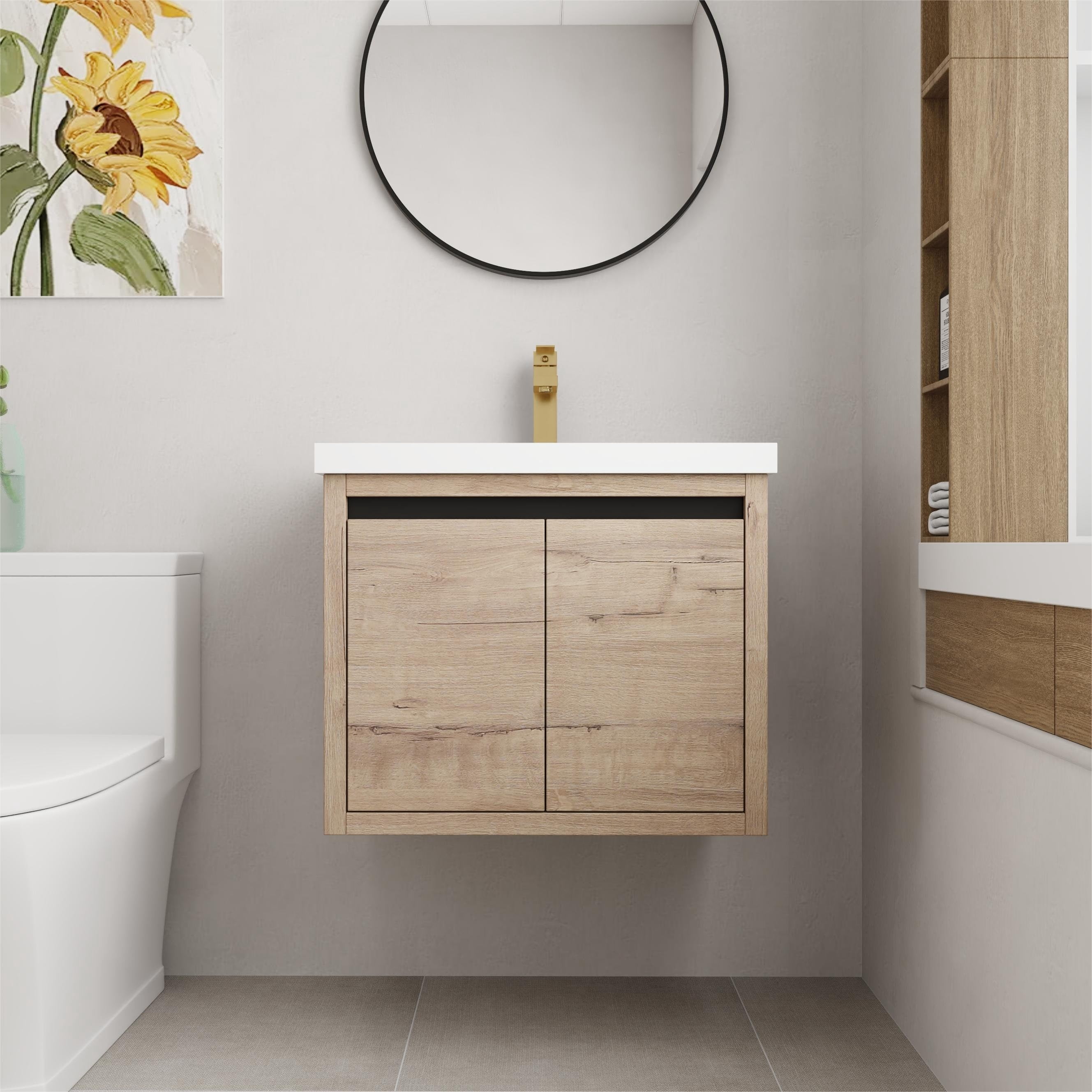 beingnext 24" Bathroom Vanity with Sink, Floating Bathroom Vanity With ...