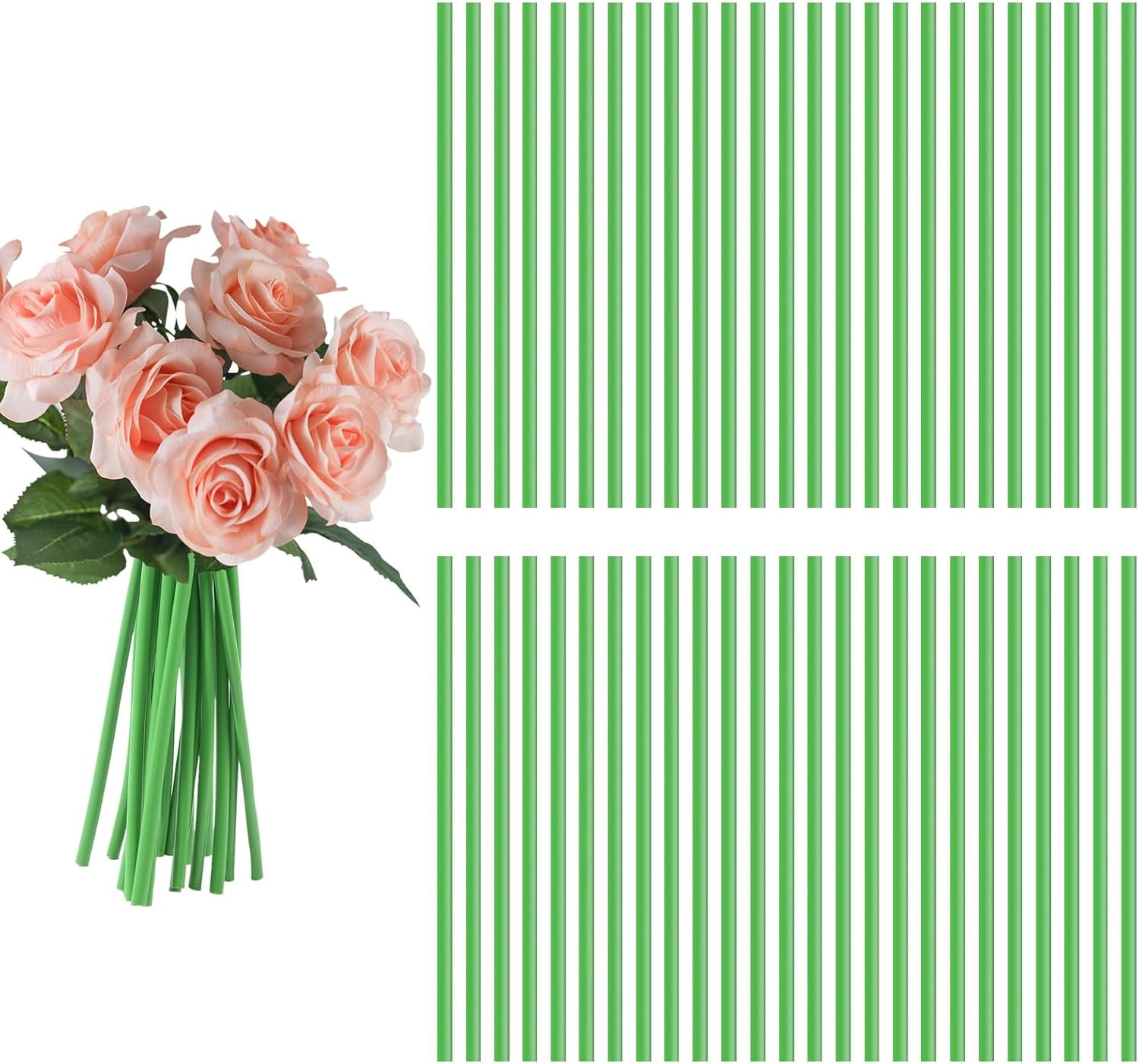 beinkmake 50Pcs Flower Stem Covers 12inch Green Tubing Roll Tubes for ...