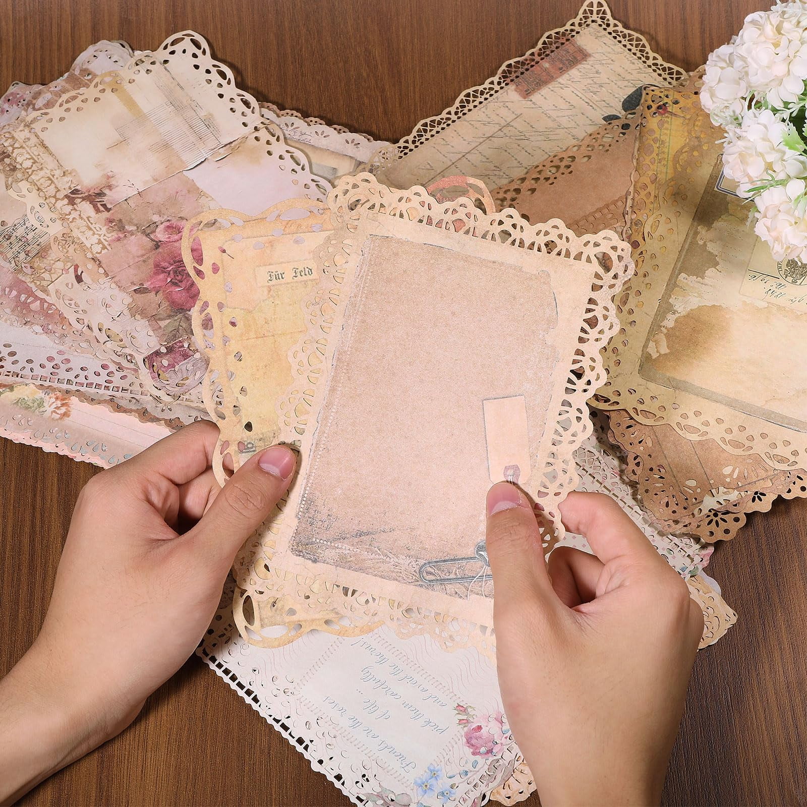 beinkmake 90 Sheets Vintage RRF12 Scrapbook Paper Lace Edged Scrapbook ...
