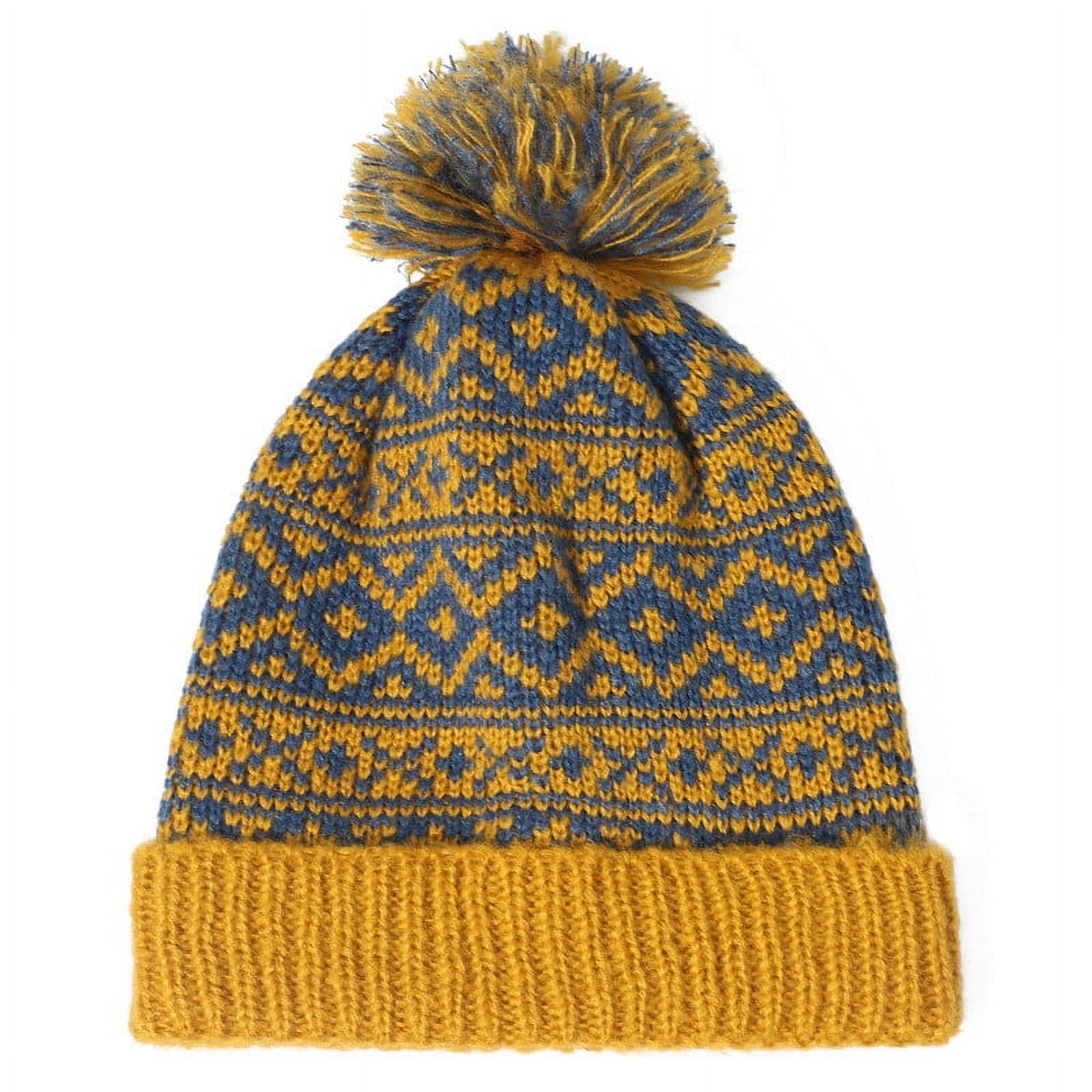 beishanbush Baseball Caps Womens Winter No Eaves Hairball Knitted Hat ...