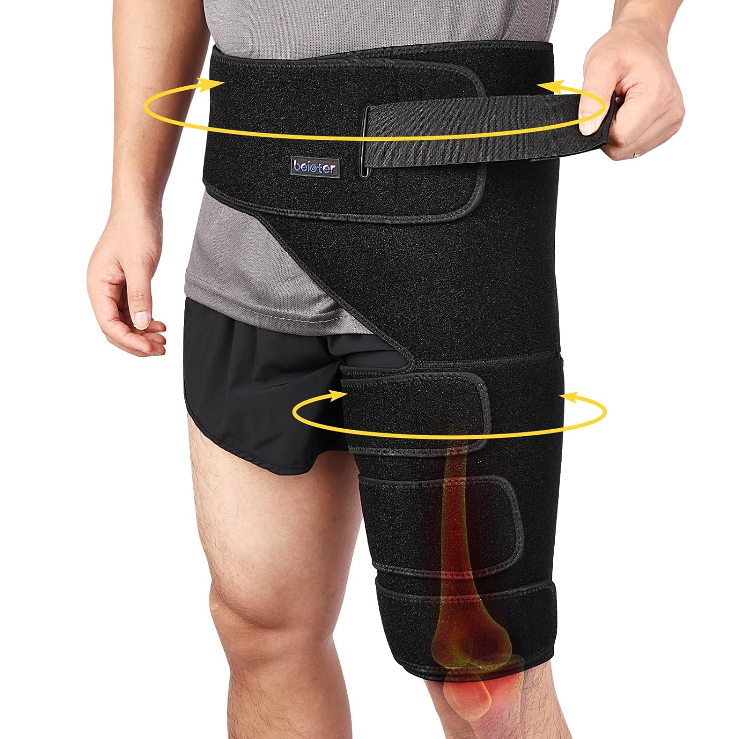 Yosoo Thigh Wrap with Silicone Anti-slip Strips Adjuatable Neoprene ...