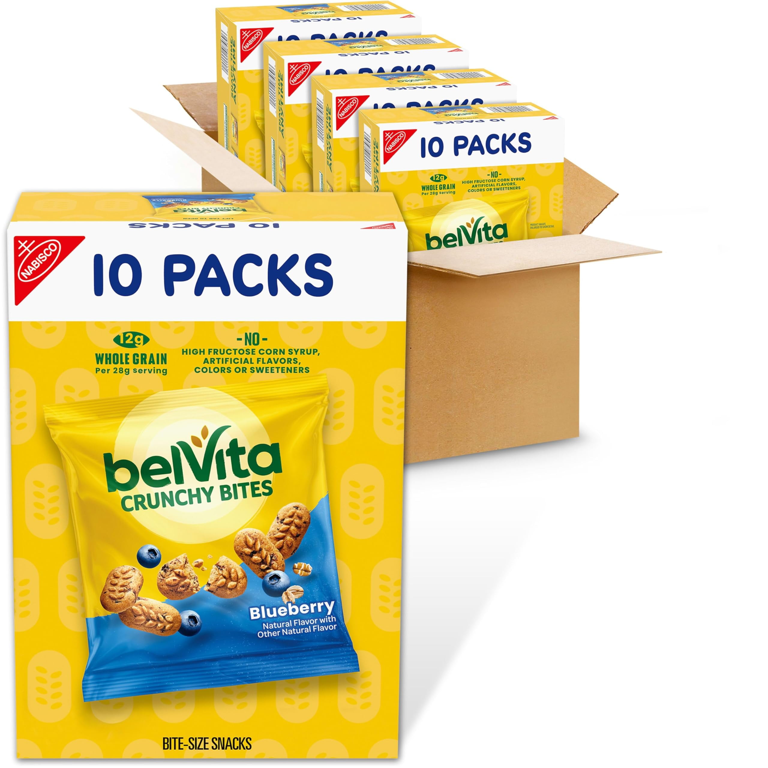 belVita Bite Size Snacks, BCF26 Blueberry Crunchy Bites, 40-1 oz Snack ...