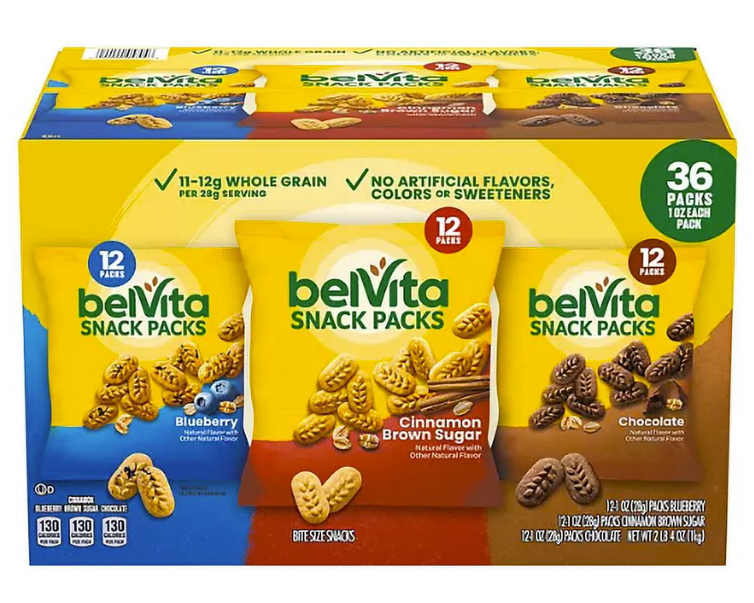 belVita Bites Breakfast Biscuits Variety Pack 36 Packs with Chocolate ...