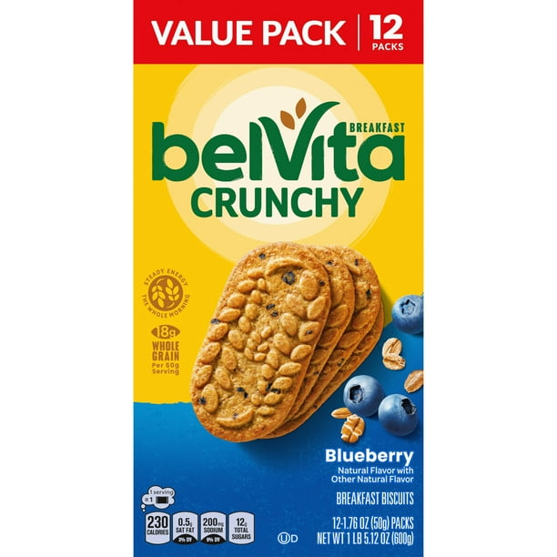 belVita Blueberry Breakfast Biscuits, Value Pack, 12 Packs (4 Biscuits ...
