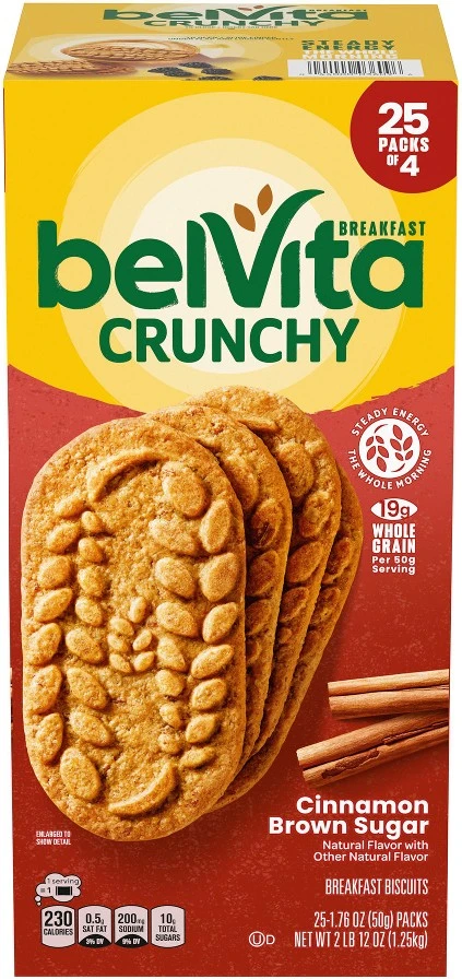 belVita Breakfast Crunchy Cinnamon Brown Sugar Biscuits, 25 Packs (4 ...