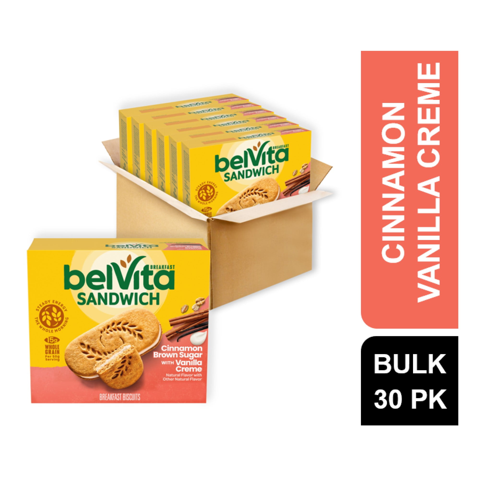 belVita Baked Breakfast Sandwich Biscuits, Cinnamon Brown Sugar with ...