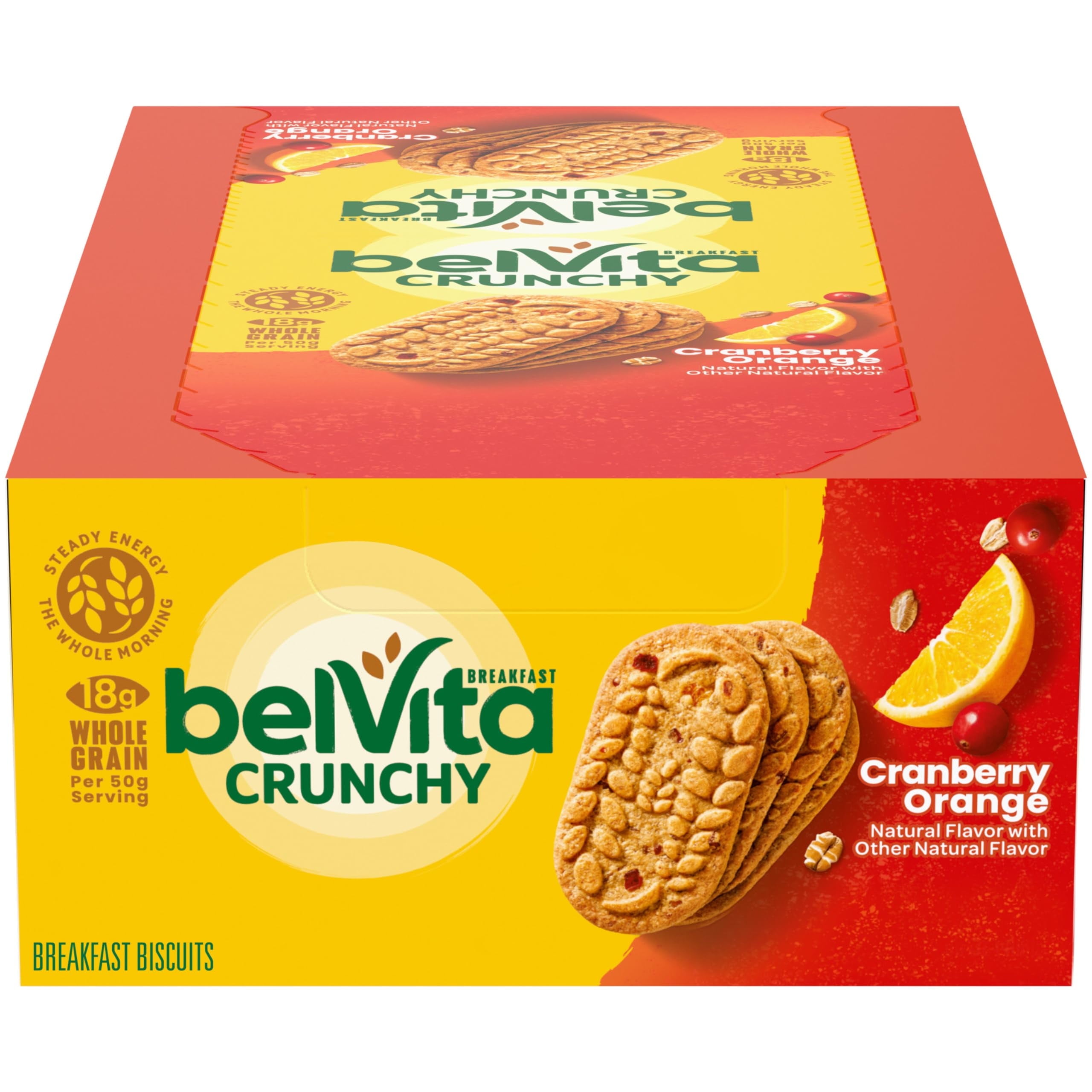 belVita Cranberry Orange Breakfast Biscuits, 8 Packs (4 Biscuits Per ...